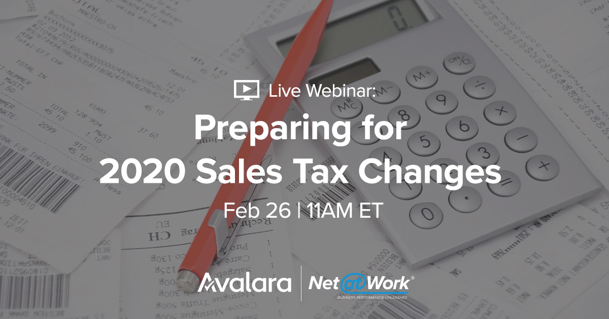 Live Webinar: Be Prepared for 2020 Sales Tax Changes