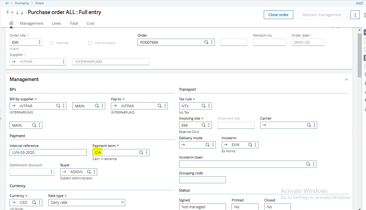 Sage X3 Tips: Recording a Prepayment Against a Purchase Order in Sage X3
