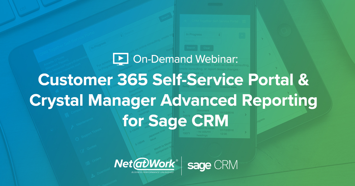 Sage CRM Reporting Addon - Customer 365 Self-Service Portal & Crystal Manager Advanced Reporting