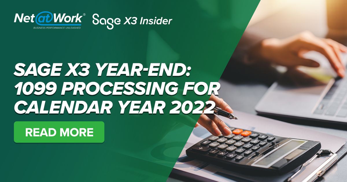 Sage X3 Year-End: 1099 Processing for Calendar Year 2022