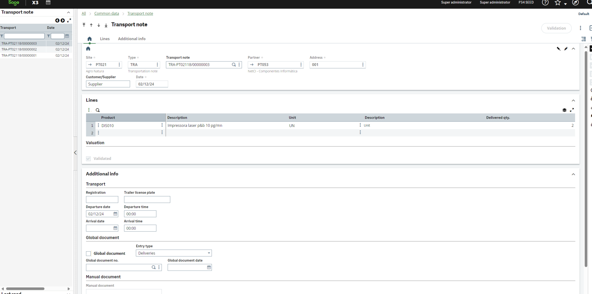Sage X3 Tips: A Brief Look at the Transport Note Feature in Sage X3