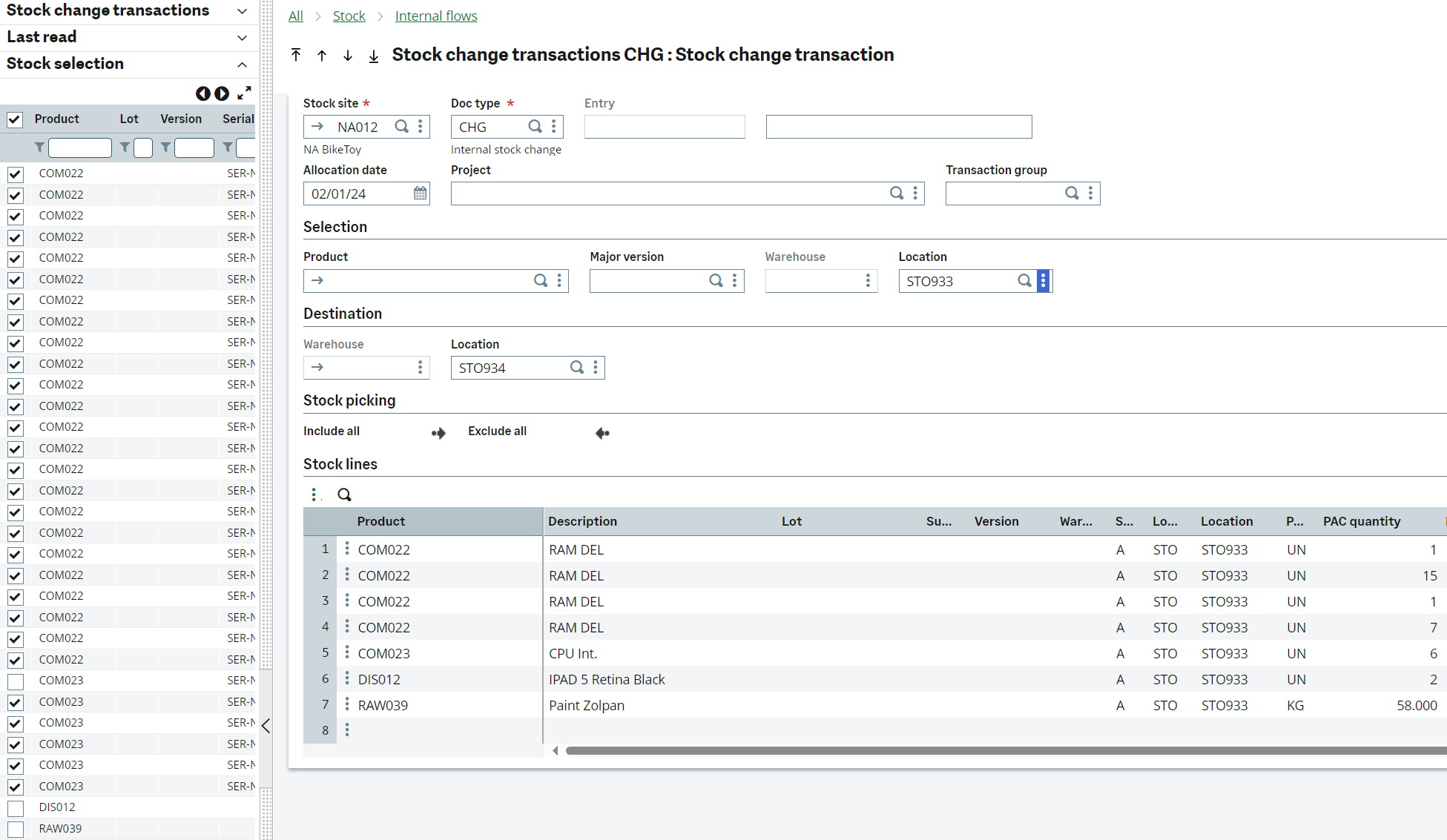 How to Move the Entire Content of a Stock from One Location to Another with Sage X3