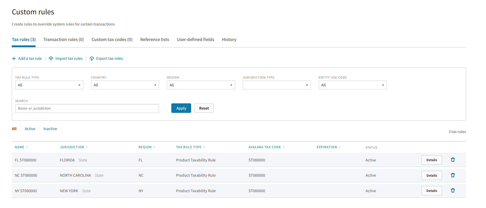 Custom Tax Rule to Override AvaTax Calculations for Product Exemption